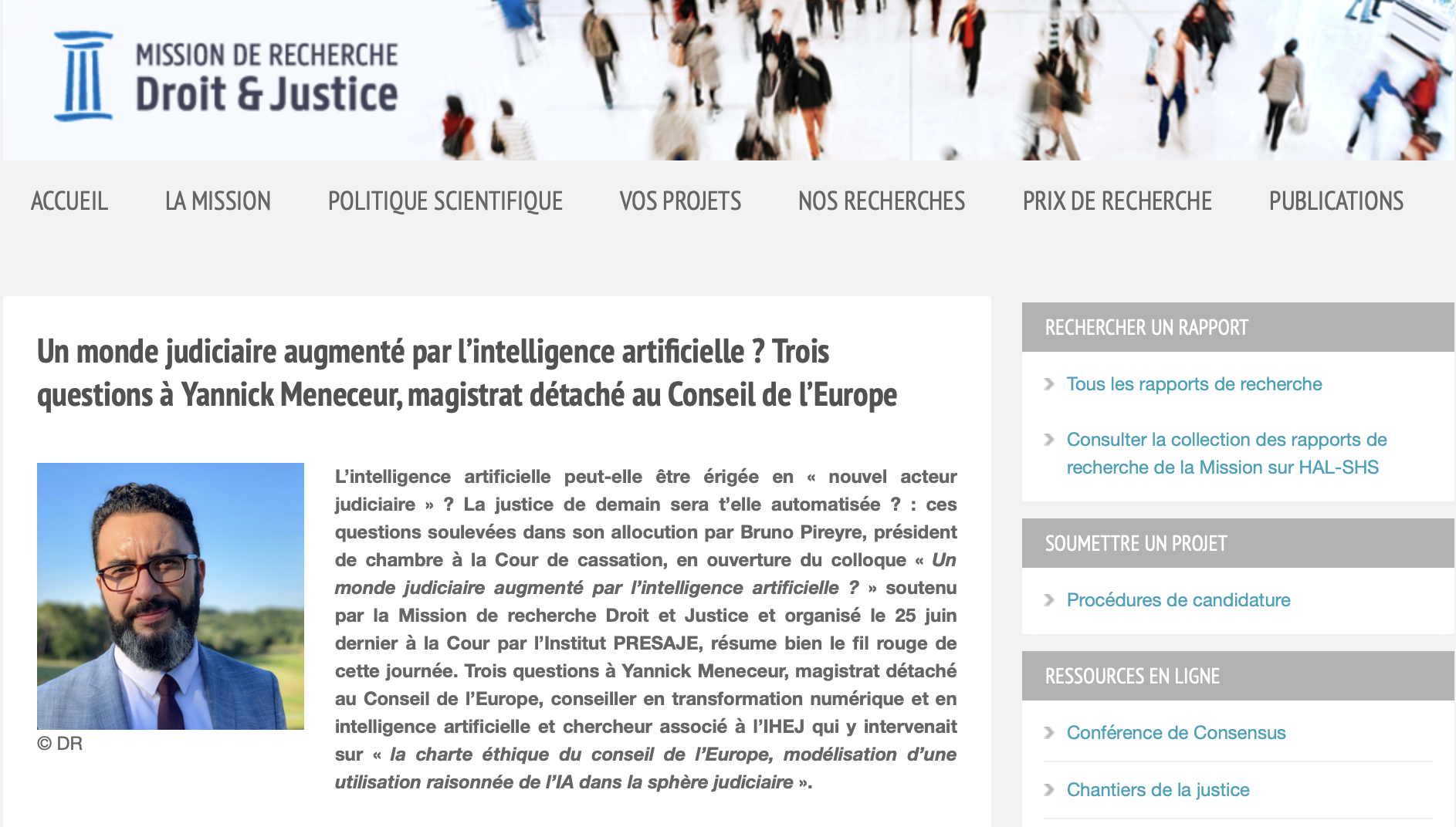 Entretien avec la mission de recherche Droit et Justice – Les Temps ...